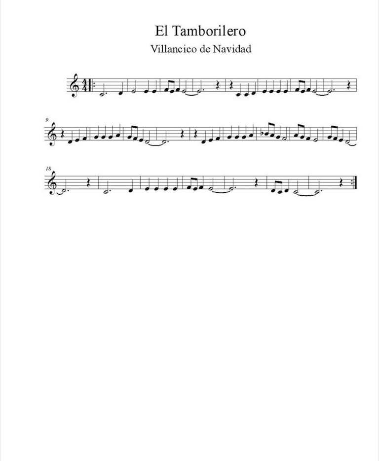 Villancico - El Tamborilero | Partituras para Piano