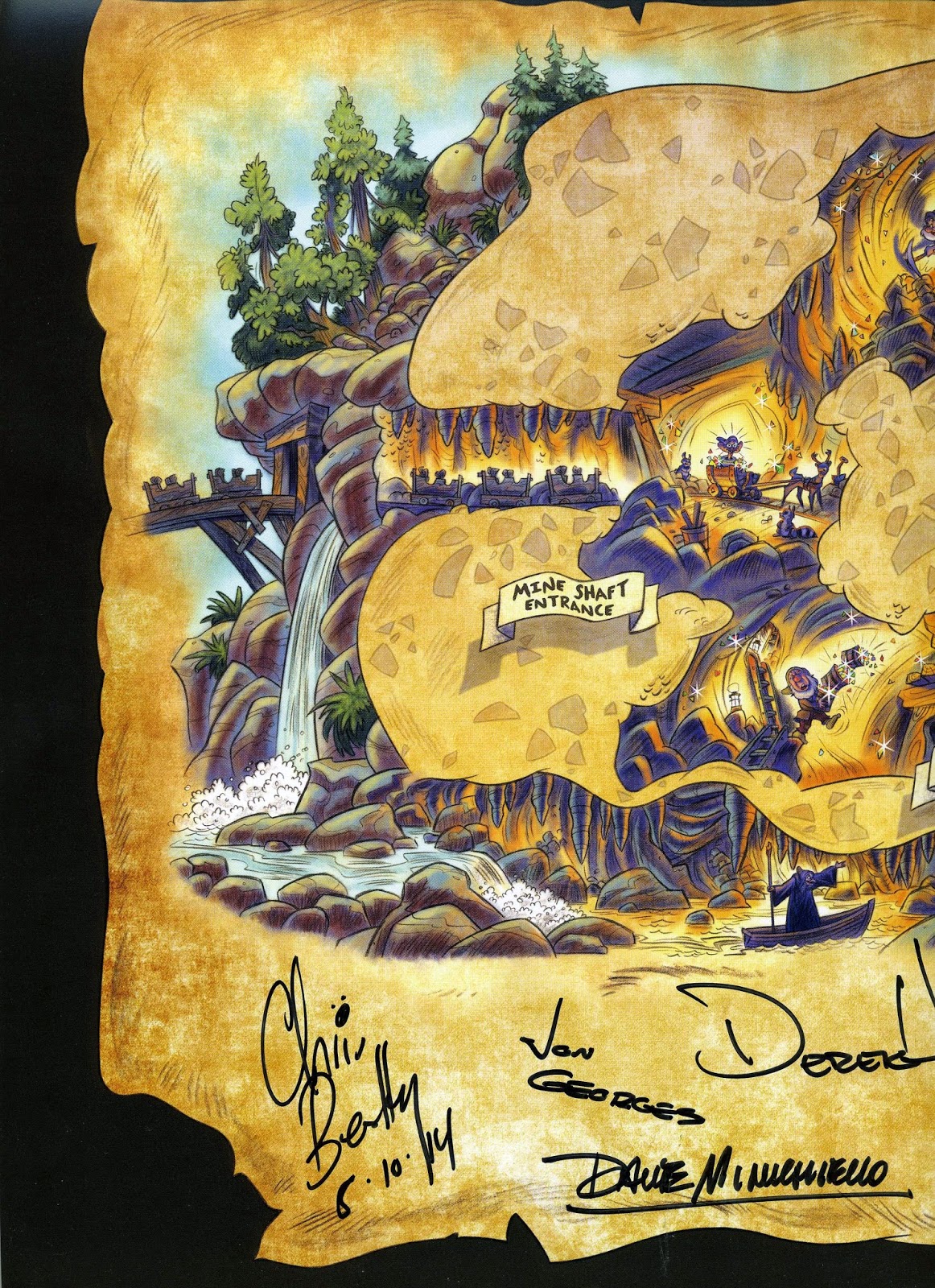 Whistle While We Blog Seven Dwarfs Mine Train Lithograph
