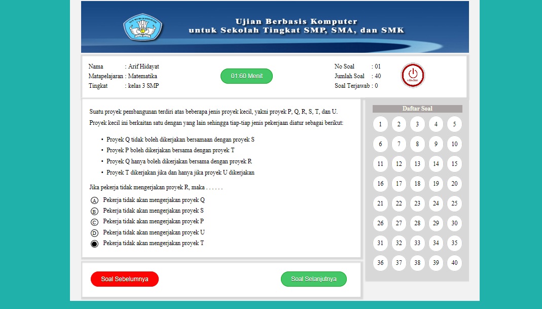 TES BERBASIS KOMPUTER Rumah Belajar Online