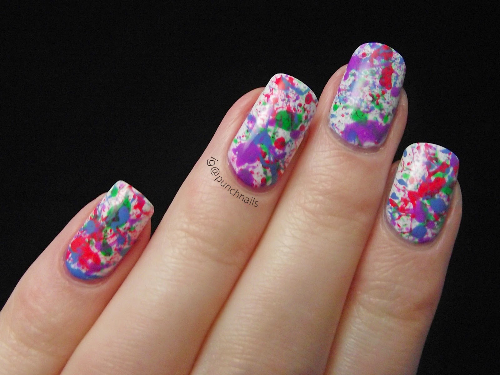 Punch Nails: Bright Splatter Nails!