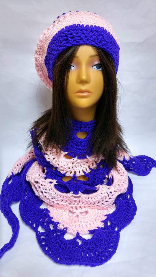 HANDMADE CROCHET SETS: HANDMADE CROCHET PURPLE & PINK SET
