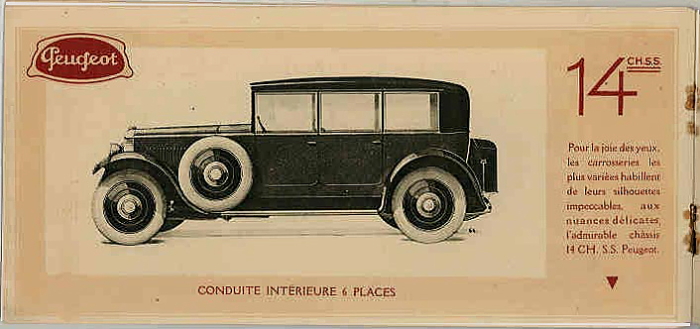 .: Brochure Peugeot 14 CV 1927