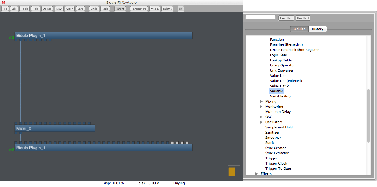 little-scale: Bidule Basics 1: Serial Versus Parallel Routing