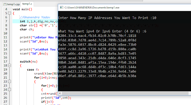 C Program To Generate IP Addresses(IPv4 & IPv6) Using For Loop