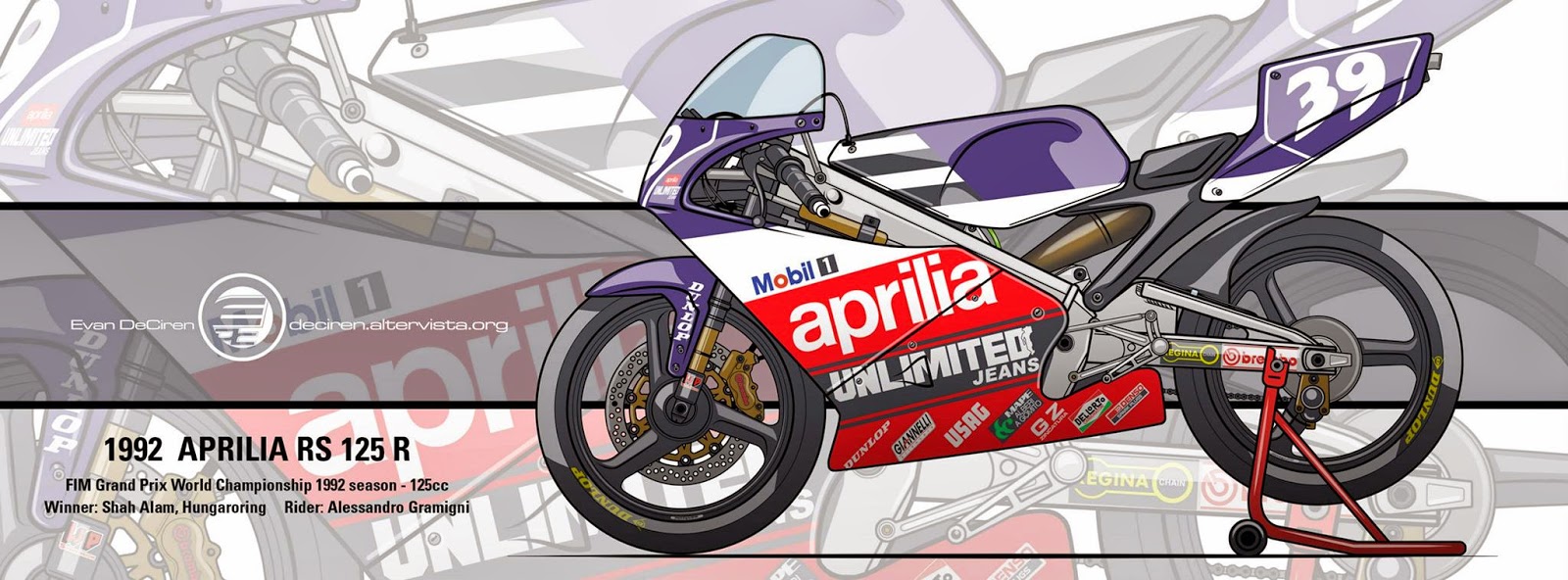 Racing Cafè: Motorcycle Art - Aprilia RS 125 R GP 1992 by Evan DeCiren