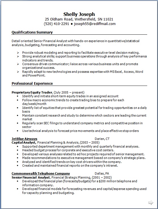 Proprietary Equity Trader Sample Resume Format in Word Free Download