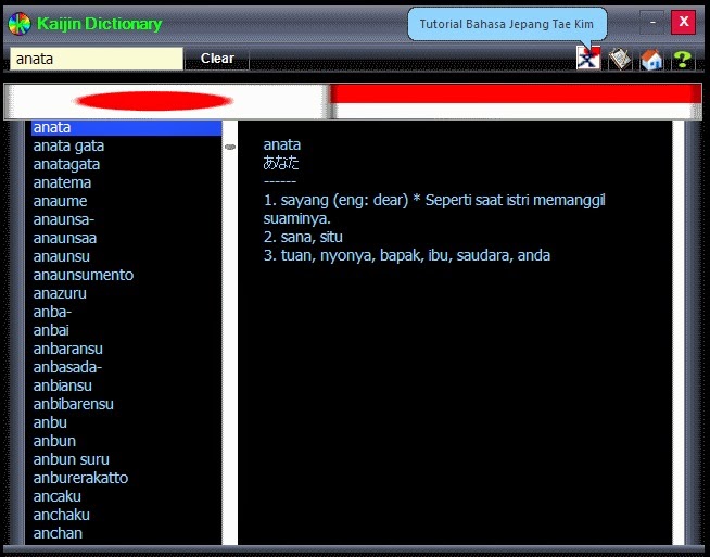 Belajar Bahasa Jepang dengan Software KAIJIN Dictionary ~ UNAScomm