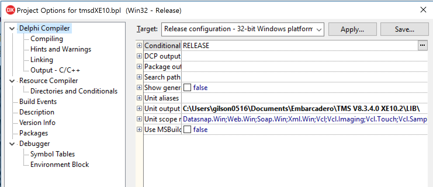 노트(델파이 & 오렌지 그리고): 델파이 dcu 파일 생성 문제