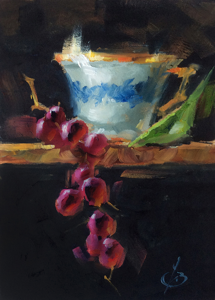 TOM BROWN FINE ART: STILL LIFE WITH GRAPES by TOM BROWN