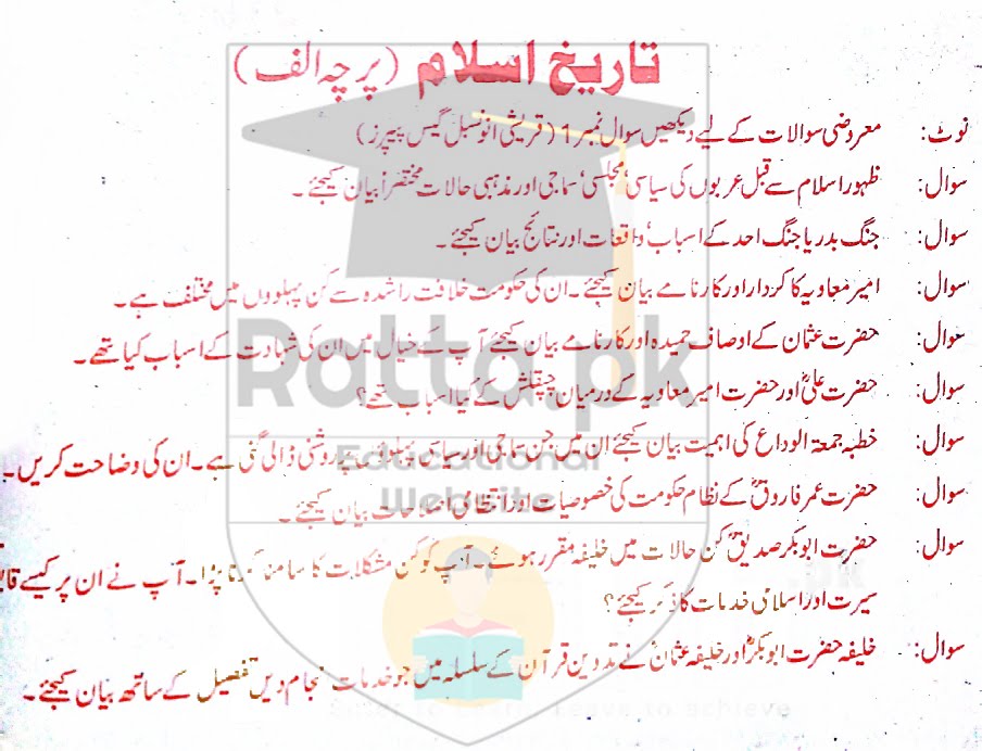 BA Islamic Studies Guess Paper 2017 Punjab University Paper 1 and 2 ...