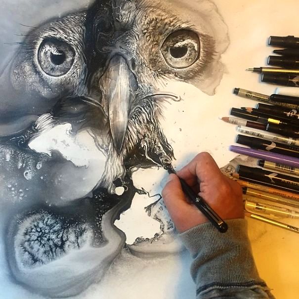 Splash ink painting by Glen Ronald ~ art crafts projects