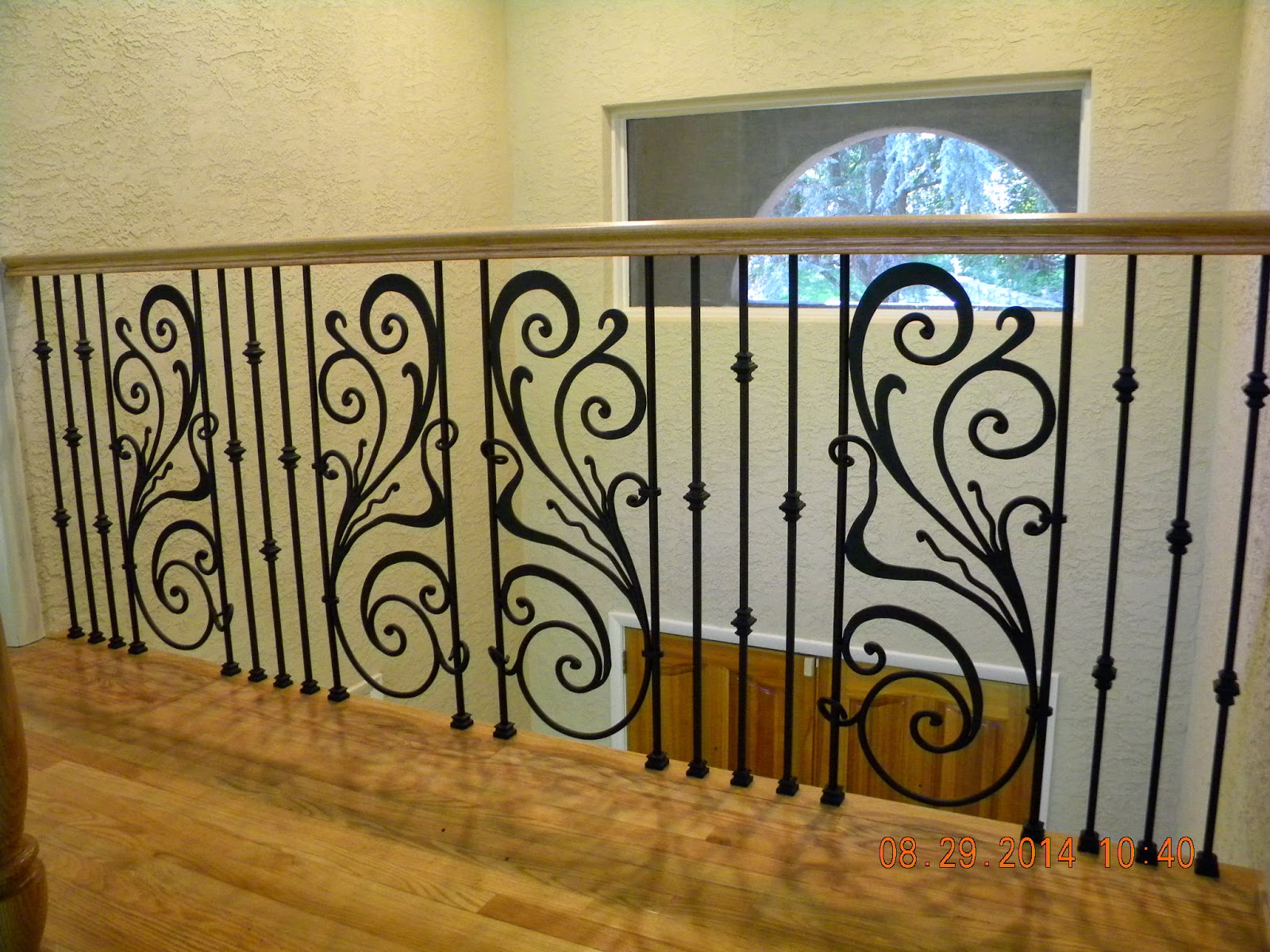 Wood Stairs and Rails and Iron Balusters: Custom Handrail With Iron ...
