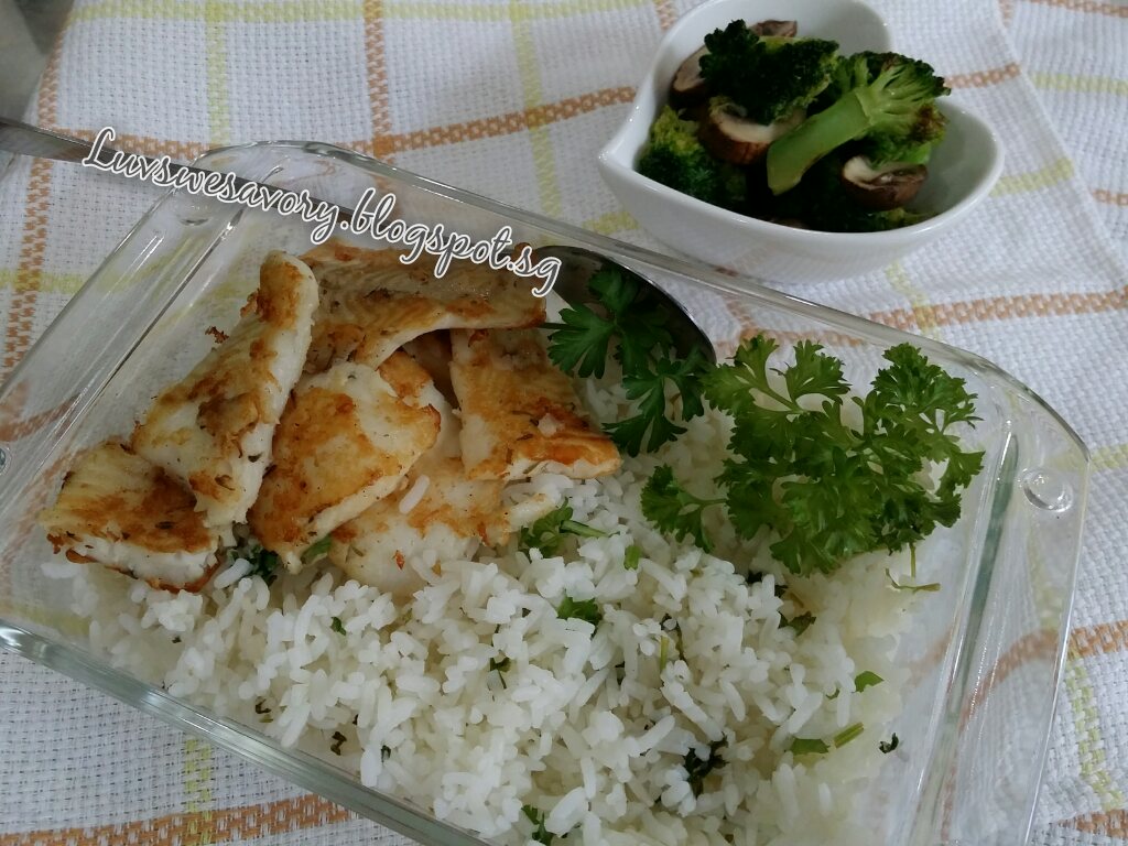 Luvswesavory: Parsley Lime Rice with Mixed Herb Fish Fillets