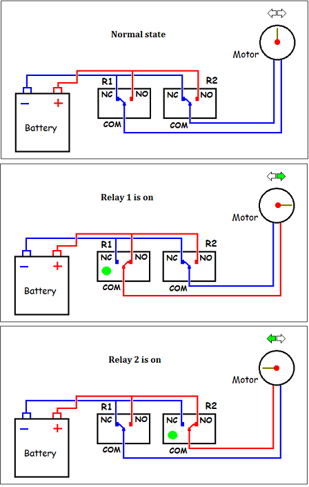 Turning a high powered dc motor in both directions with relays ...