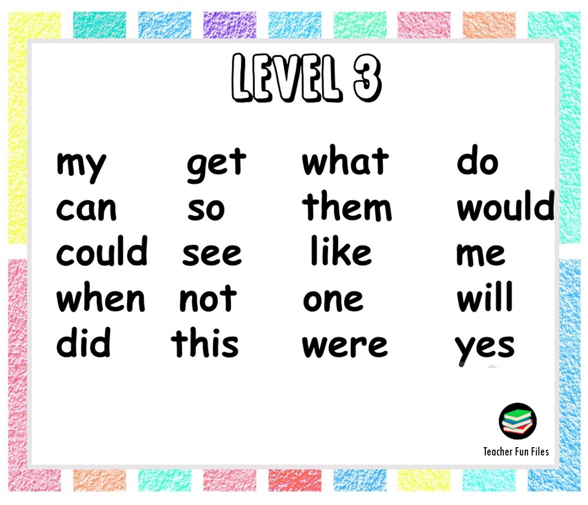 Teacher Fun Files: Basic Sight Words Easy to Difficult Level