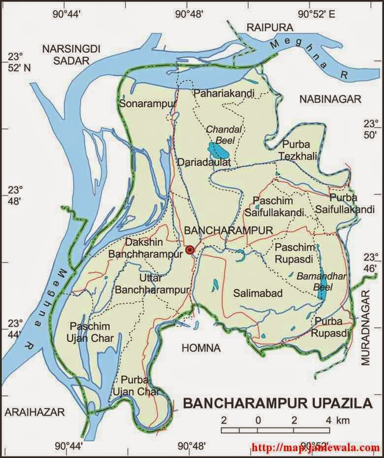Bancharampur Upazila Map, Brahmanbaria District, Bangladesh