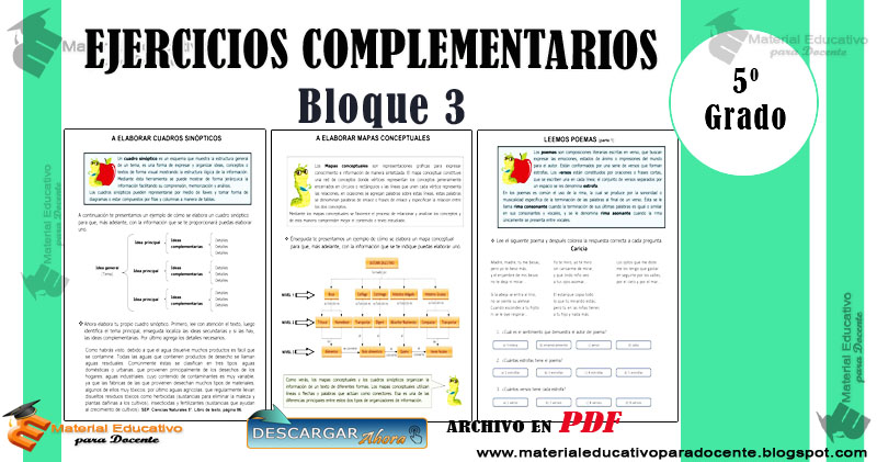 Material Educativo: Ejercicios Complementarios del Bloque 3 Quinto Grado