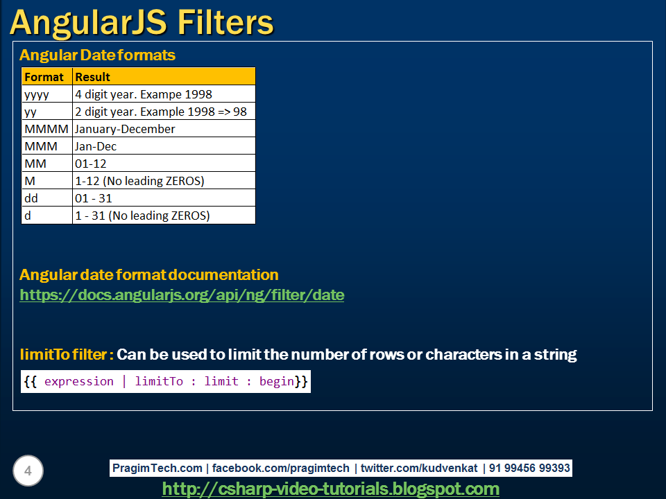 Sql server, .net and c# video tutorial: AngularJS filters