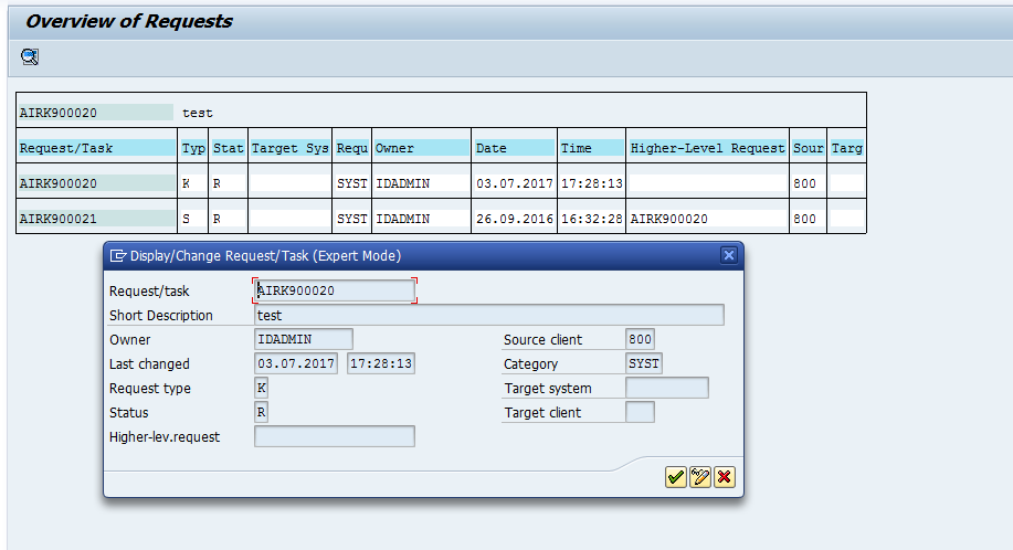 Change description of released Transport Request