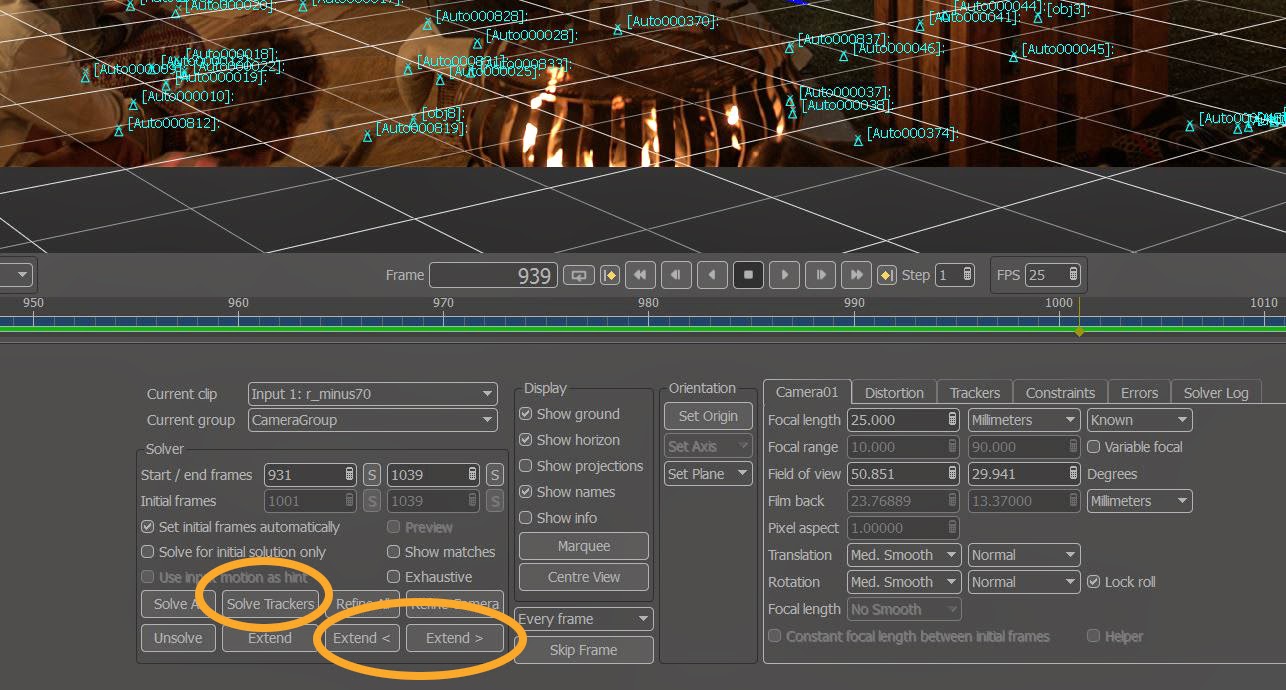 Particle Effects: Extending a camera track in PFTrack