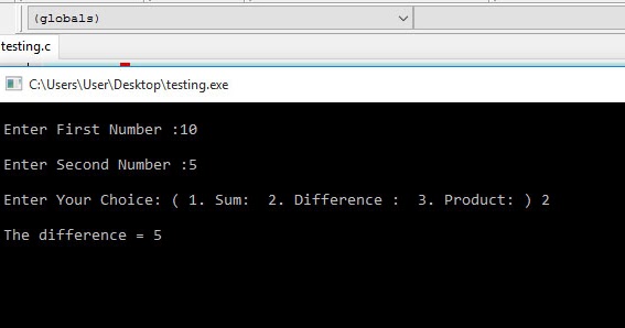 Program In C To Find Sum Difference And Product Of 2 Numbers Using Switch Case Statement
