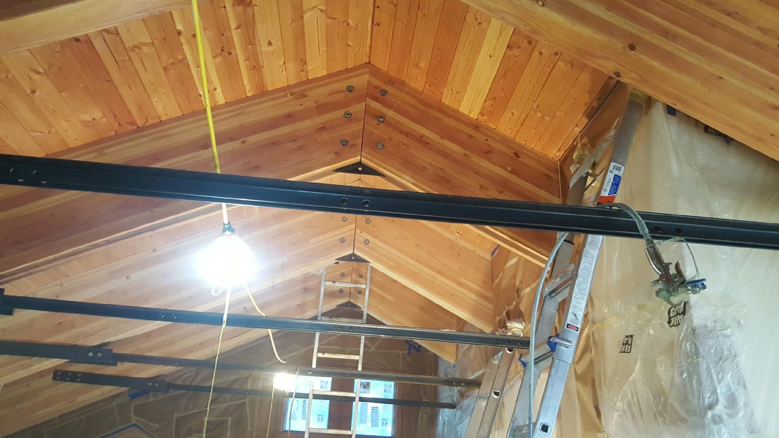 CCM Architecture : : Construction: Clear coating the car decking and beams