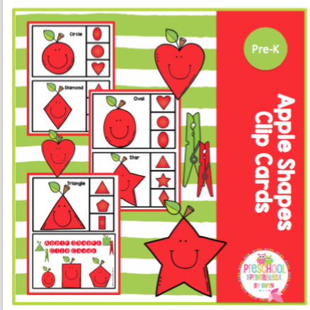Apple Shape Clip Cards ~ Preschool Printables
