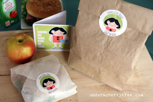Under A Cherry Tree: "Made By Mom" Lunch bag Sticker Labels