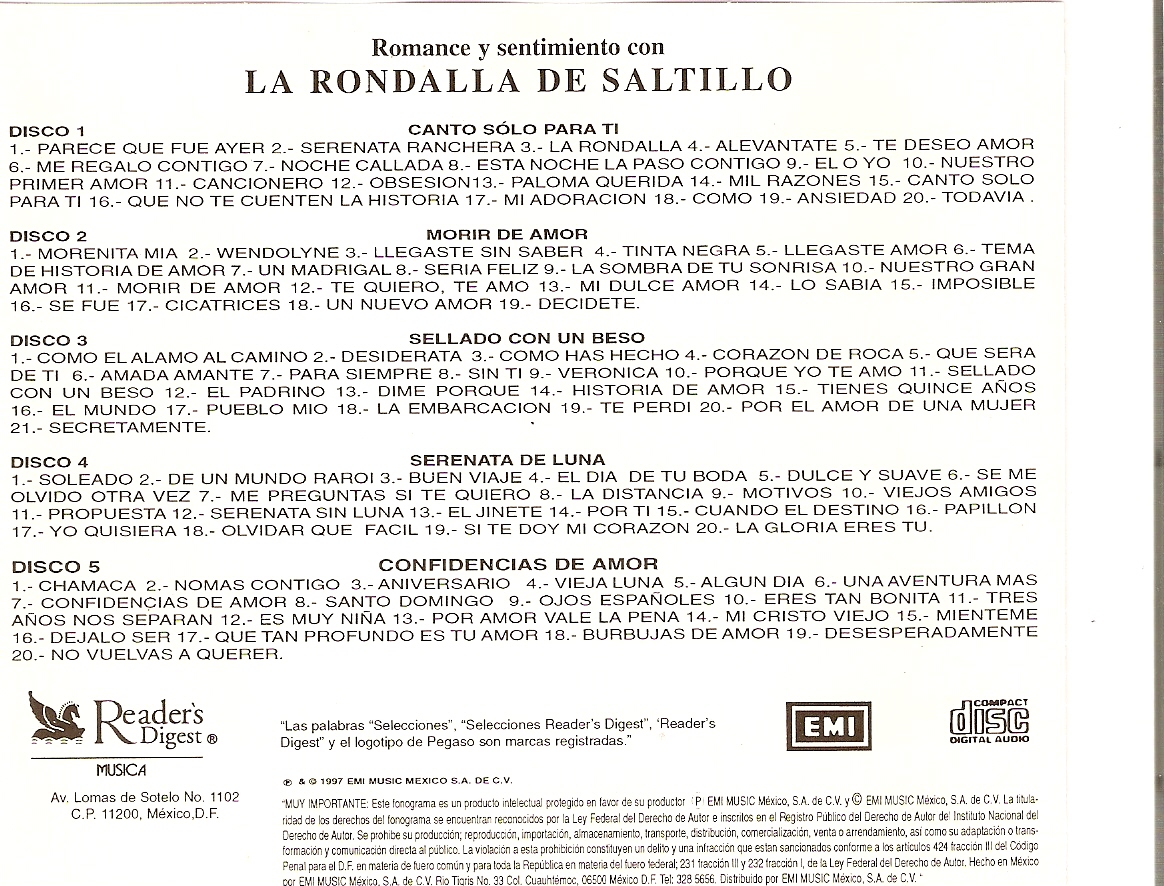 Las Mejores Rondallas de Mexico: Coleccion completa de la Rondalla de ...