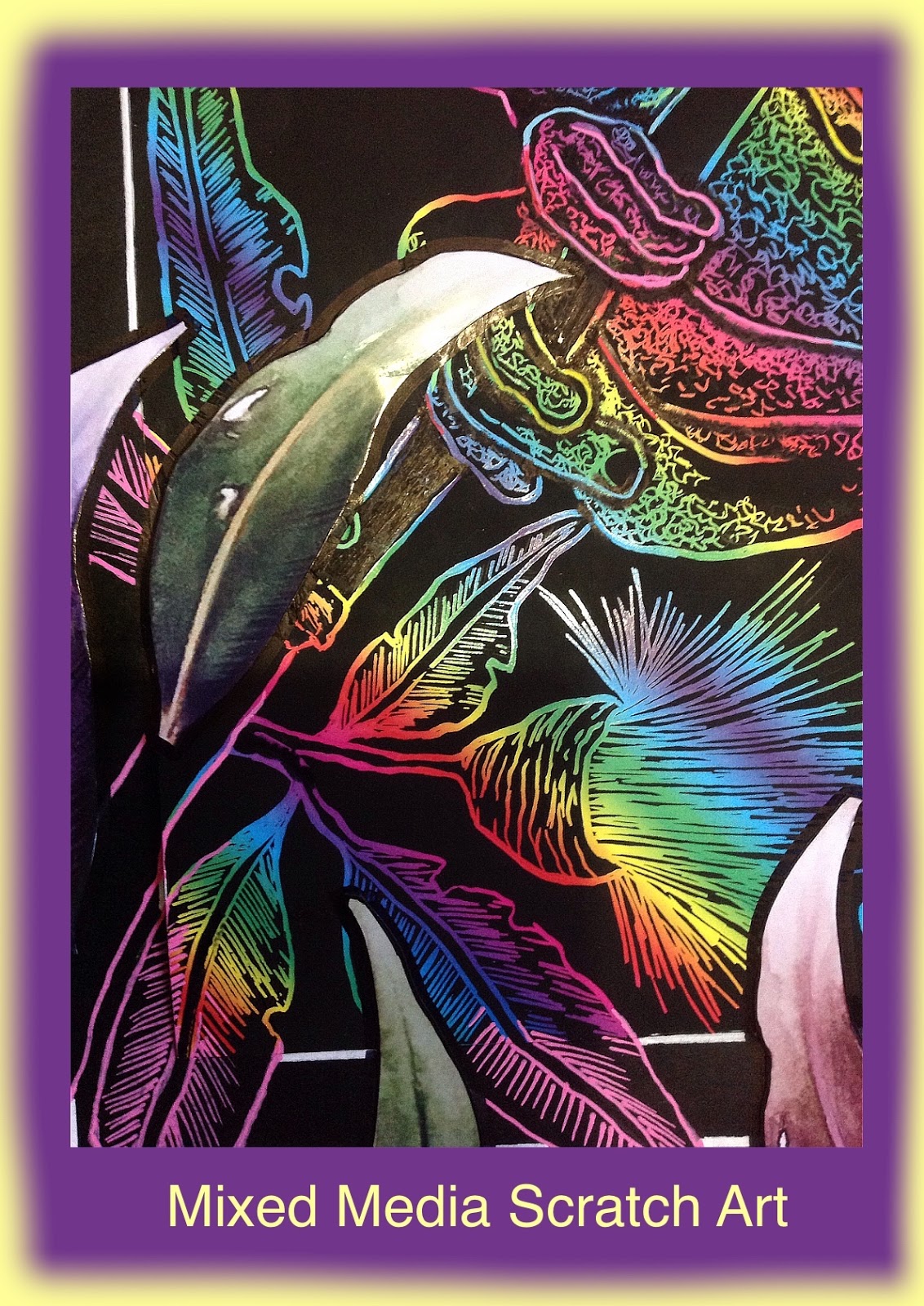 MIXED MEDIA SCRATCH ART - Frogs