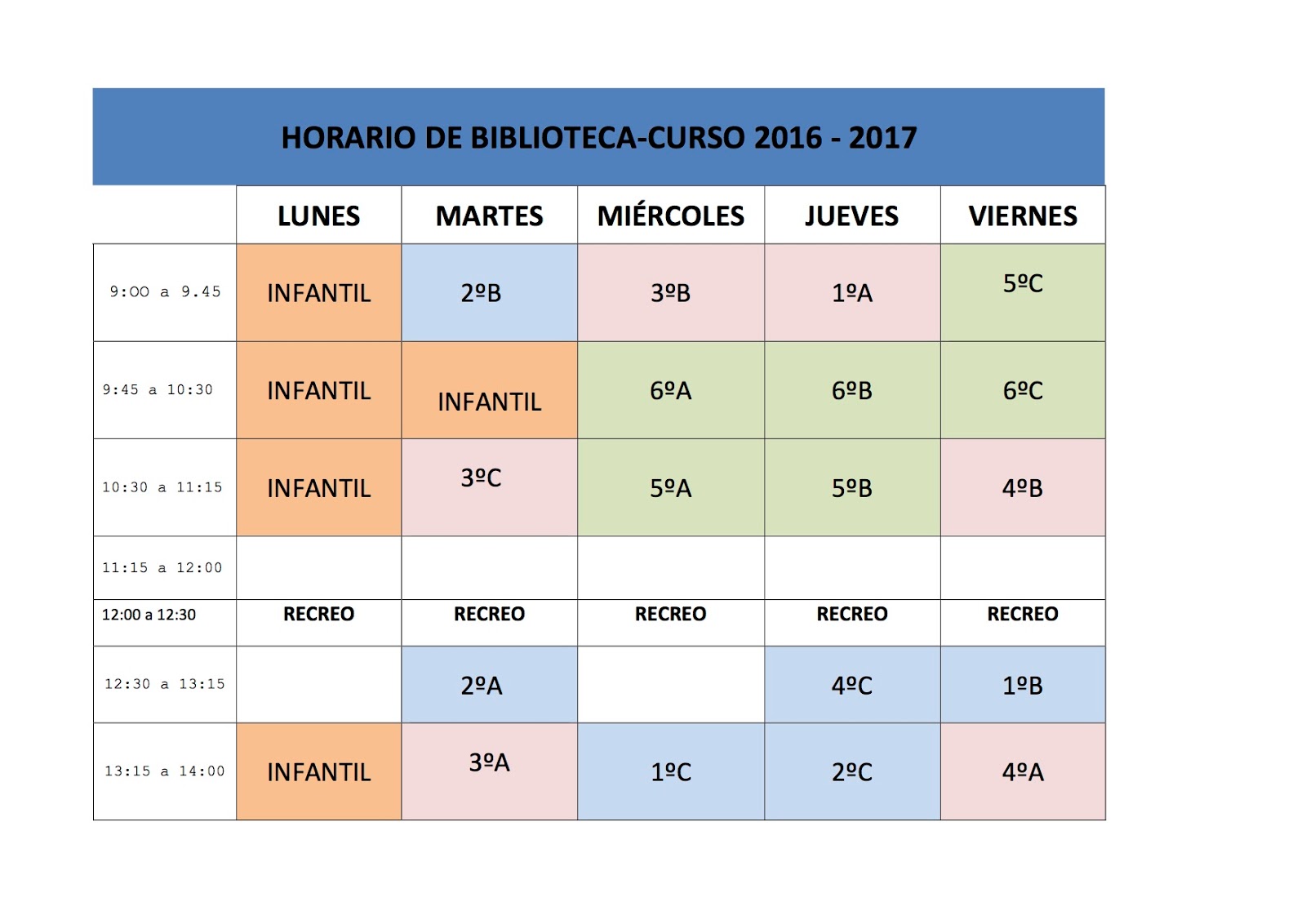 Biblioteca Letrito: HORARIOS