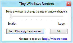 Adjusts Window Boarder Size in Windows 8 With Tiny Windows Borders