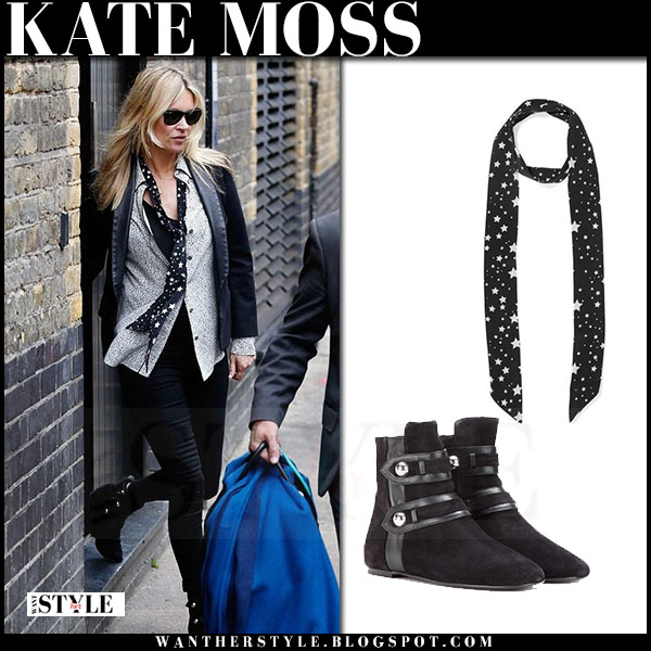 Kate Moss in black suede ankle boots in London on June 2 ~ I want her ...