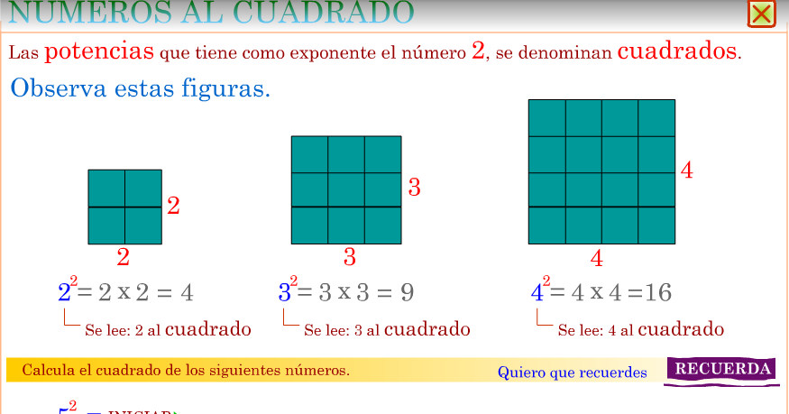 FLIC MATEMÁTICAS: Potencias. Números al cuadrado.