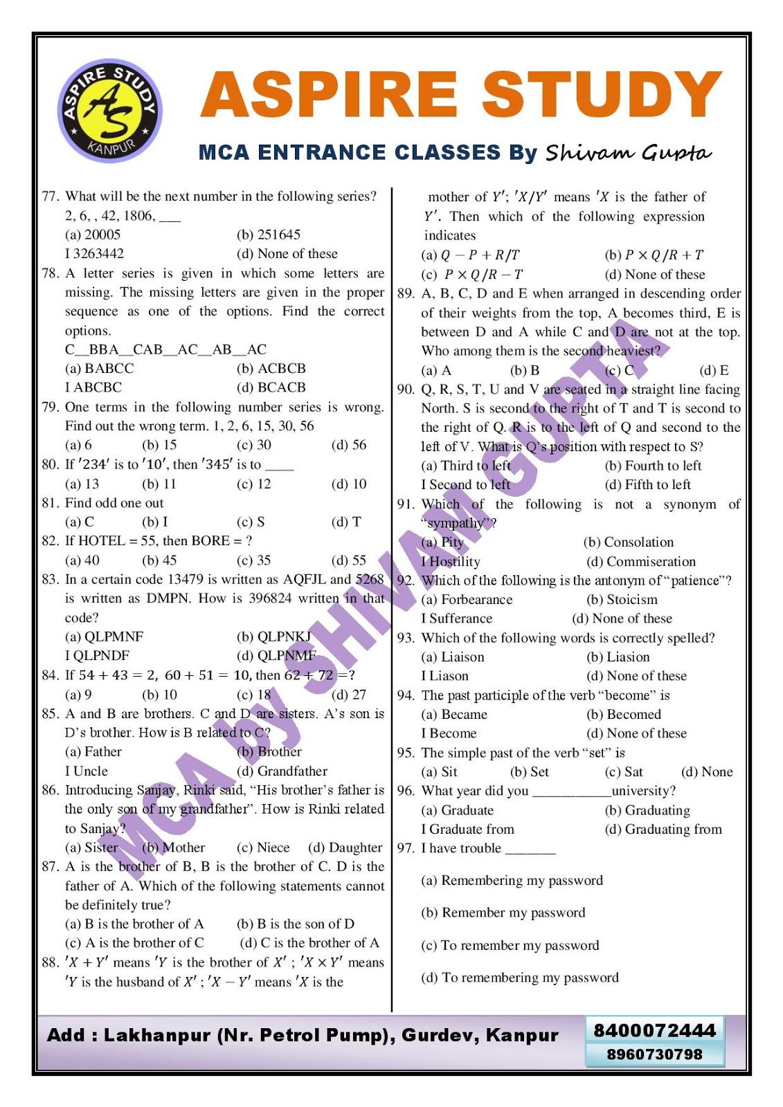 ASPIRE STUDY MCA Entrance Coaching Classes Kanpur: JAMIA MILLIA ISLAMIA ...