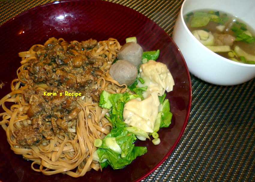 Karin's Recipe: Mie Ayam Bakso & Pangsit (Noodles with Meatballs ...