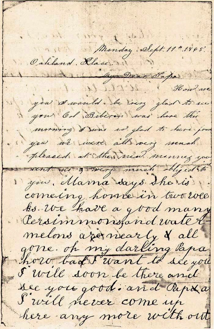 Belle's Letters: 1865 Letter from Belle to her Papa