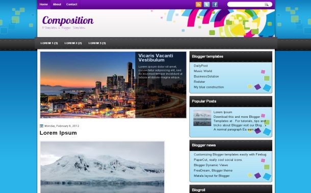 Singing Purple Music Blogger Layout Download