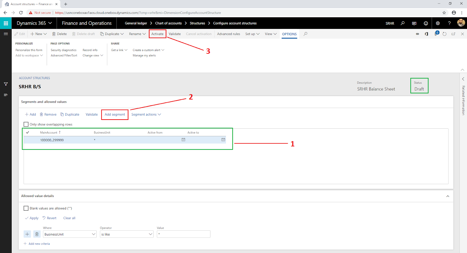 Configure account structures ~ Dynamics365 for Finance and Operations
