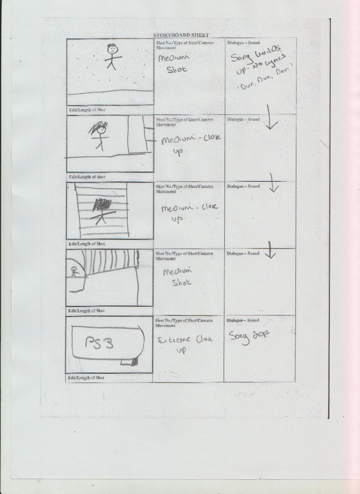 12924 George Blake G324: Music Video Storyboard Sheets