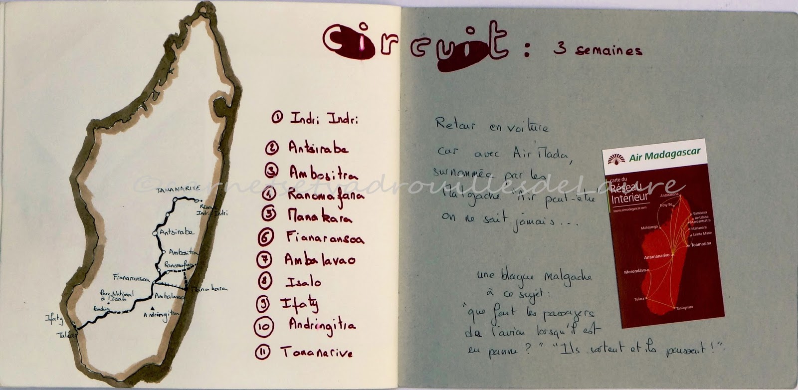 Carnets et vadrouilles de Laure: Carnet de voyage Madagascar - itinéraire