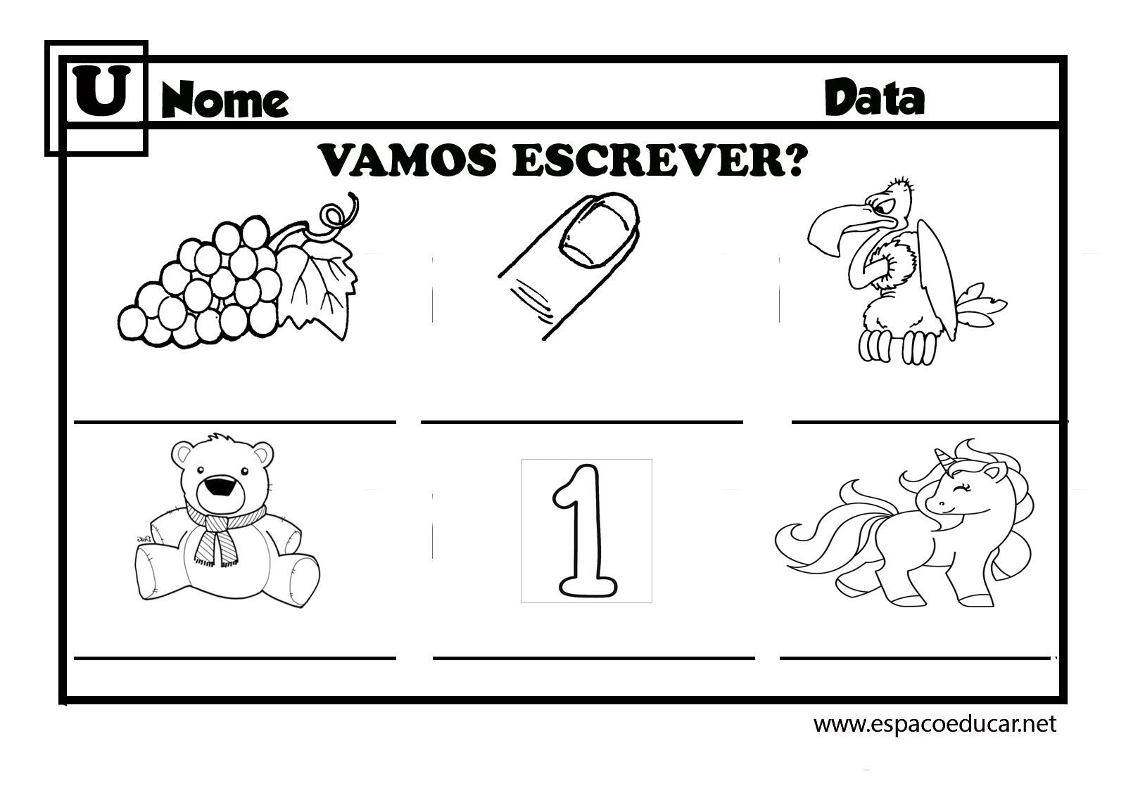 CADERNO DE ESCRITA - LETRA U - ATIVIDADE - ATIVIDADES ANOS INICIAIS COM ...