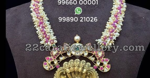 Lord Krishna Pendant with Rice Pearls Chain - Jewellery Designs