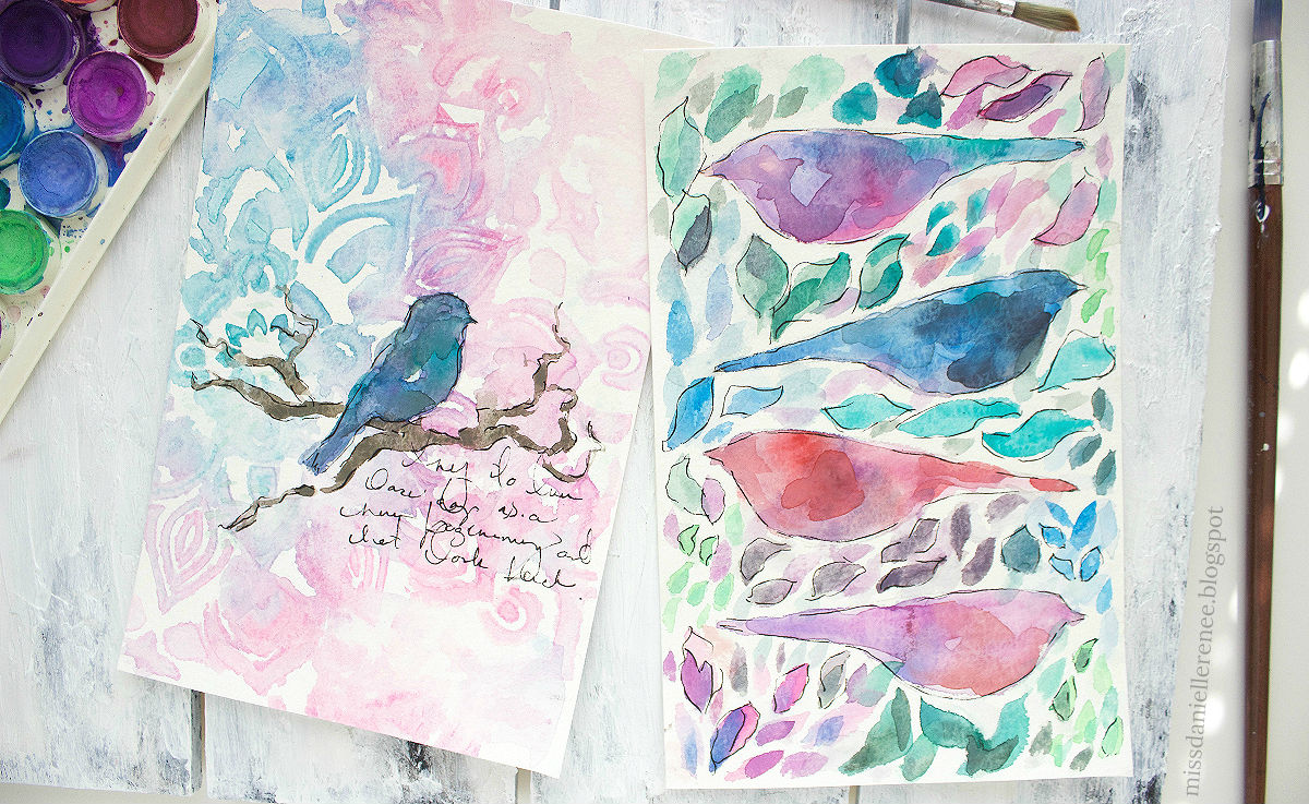 Miss Danielle Renee: [Tutorial] Watercolor Art Journaling with Stencils