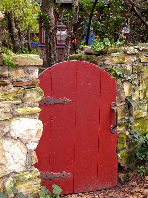 Red garden gate
