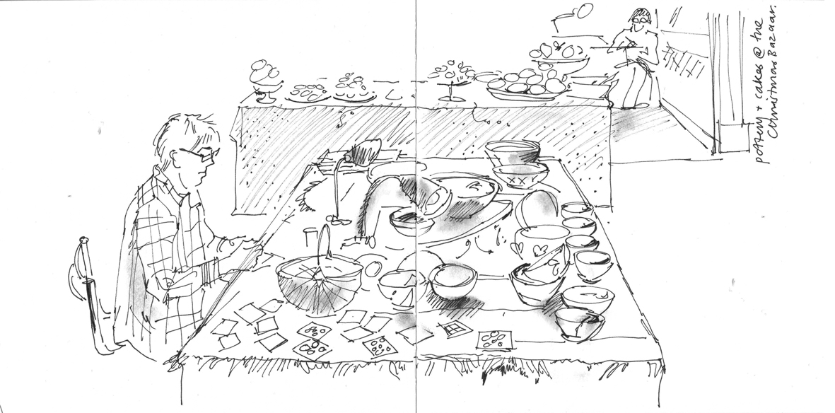 lineandwash: bazaar drawings