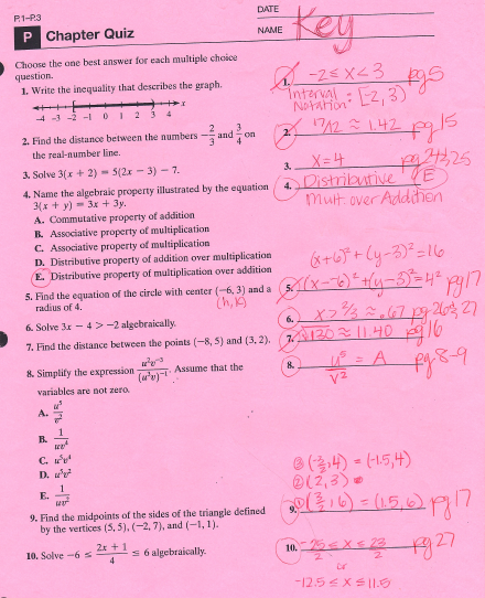 PreCalculus: Chapters P-2 Answers