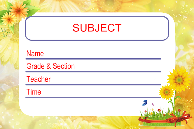 Editable Subject Label Yellow Floral Design - Printable PNG Frames ...