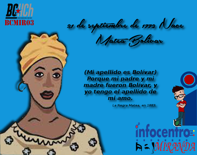 21 de septiembre de 1773 Nace Matea Bolívar
