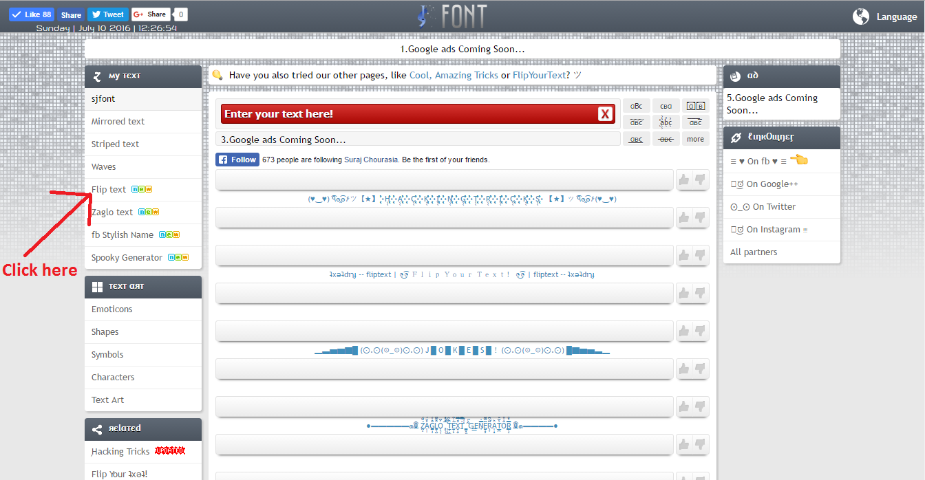 How to use Flip Text Generator - SjFont
